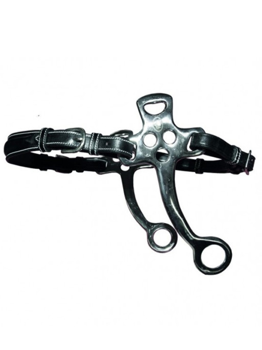 Hackamore cuir branches courtes et plates Jump'In